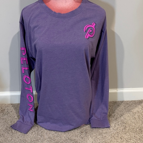 Peloton | Tops | Peloton Purple Long Sleeve With Pink Logo | Poshmark
